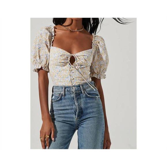 Astr | Tops | New Astr Lace Up Tie Front Top In Yellow | Poshmark